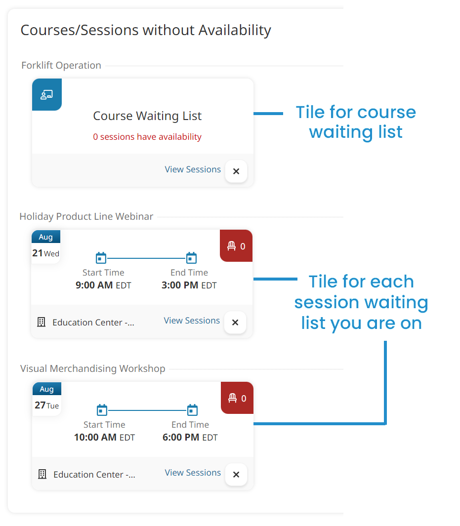 Learner Interface: Viewing Courses without Availability